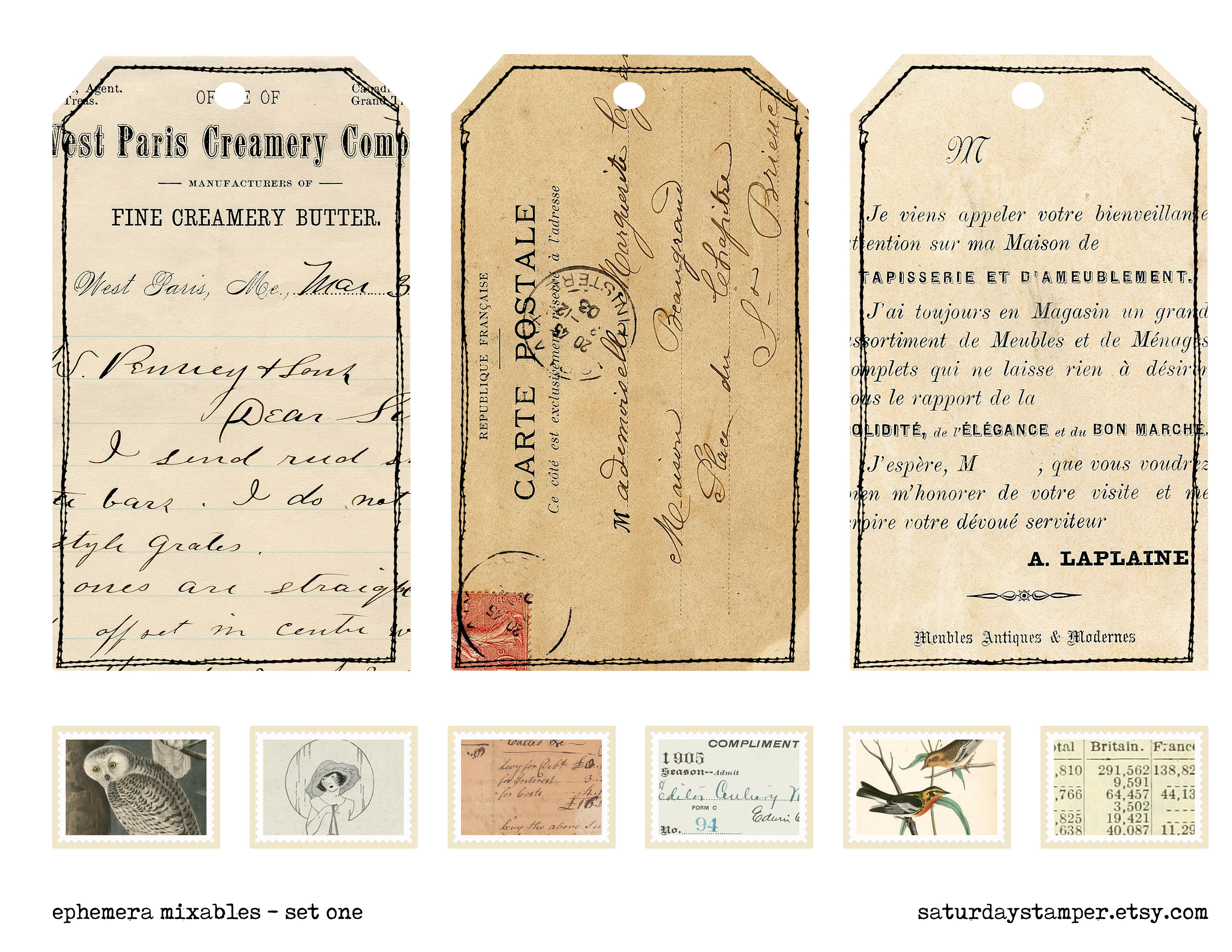 Printable Ephemera Set Digital Printable Vintage Papers - Etsy