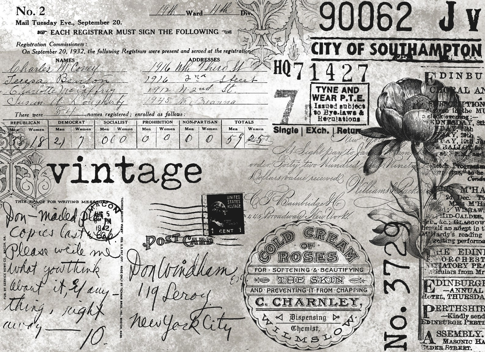 Vintage Collage Papers Vintage Paper Printable Vintage - Etsy