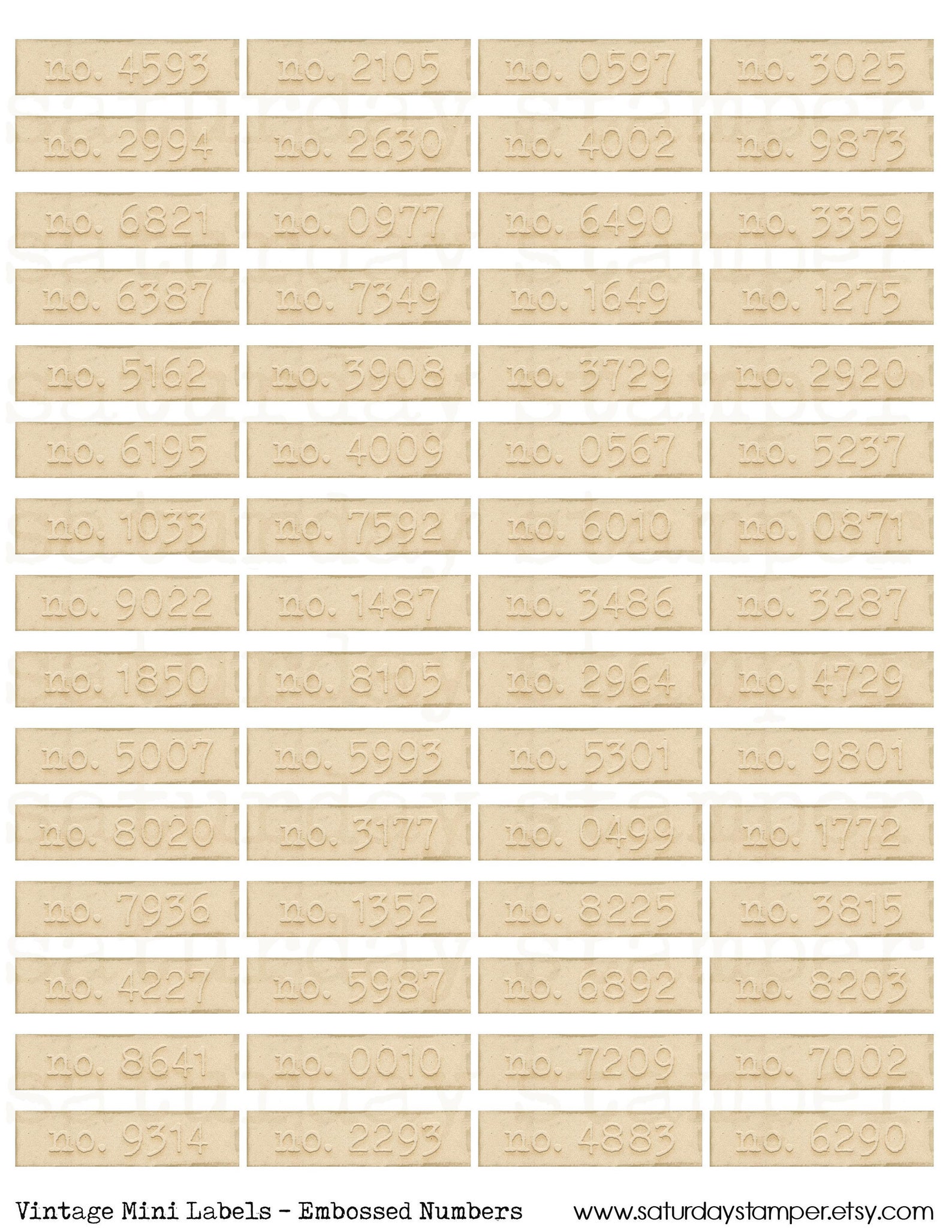 Number Labels, Digital Printable, Vintage Ephemera, Labels, Tickets ...