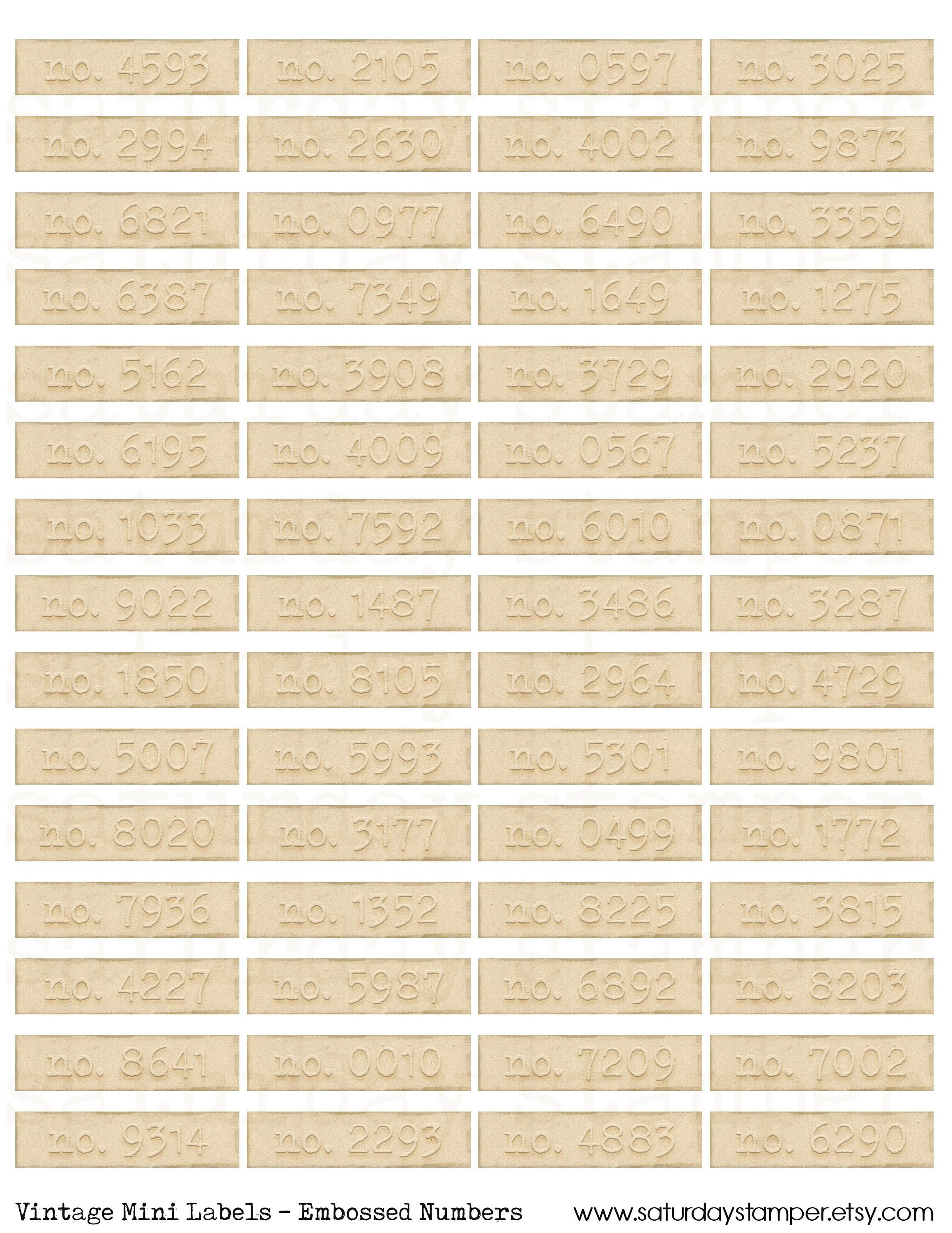 Number Labels Digital Printable Vintage Ephemera Labels - Etsy