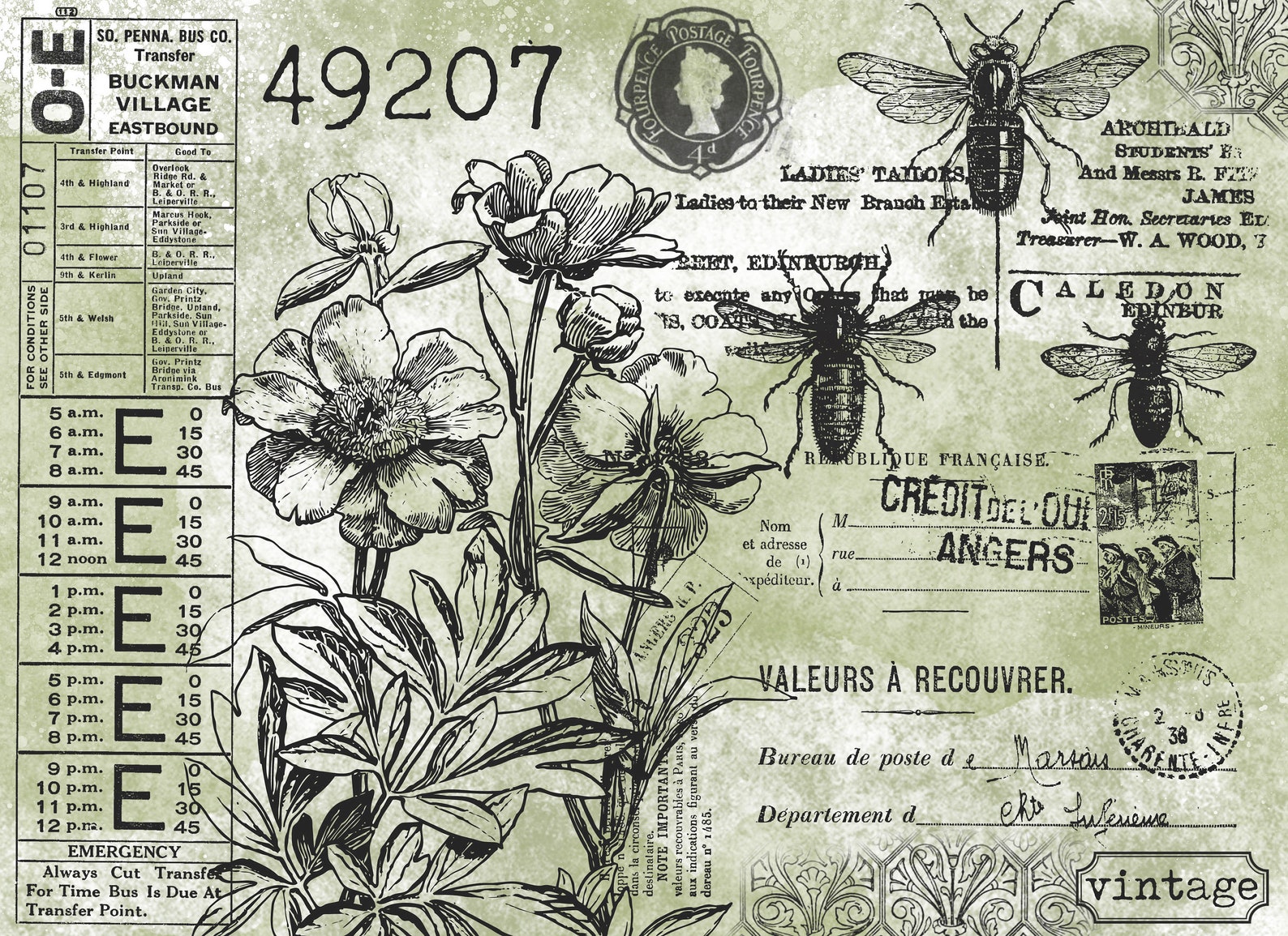 Vintage Collage Papers Vintage Paper Printable Vintage - Etsy