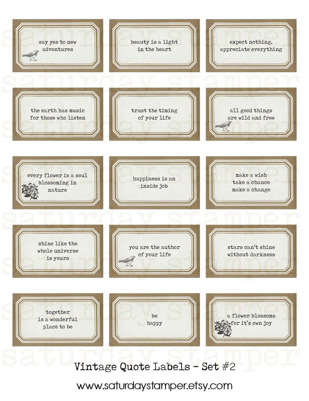 Vintage Quote Labels #2, Digital Download, Vintage Labels Printable ...