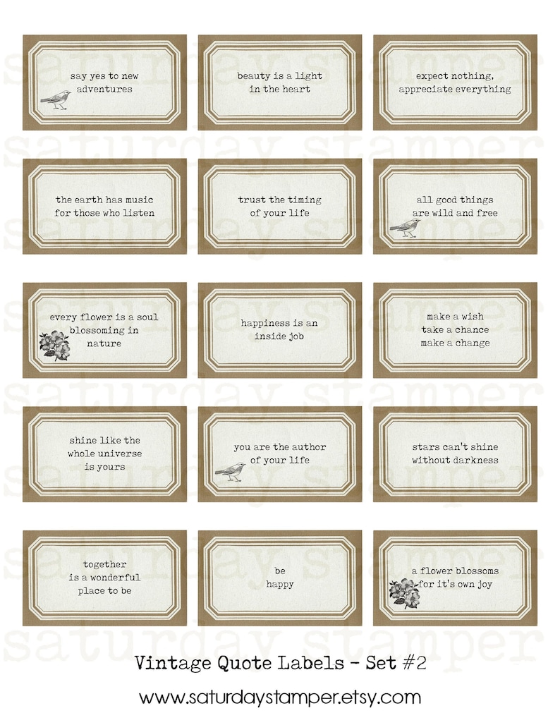 Vintage Quote Labels 2 Digital Download Vintage Labels - Etsy Canada