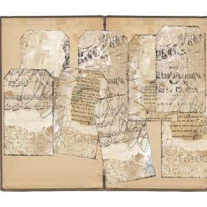 Grungy Vintage Style Paper and Tags, Digital Download, Collage Paper ...