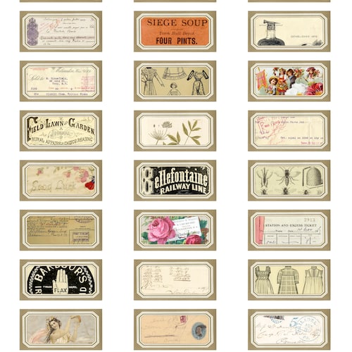 Ephemera Sampler Digital Printable Vintage Ephemera Labels - Etsy