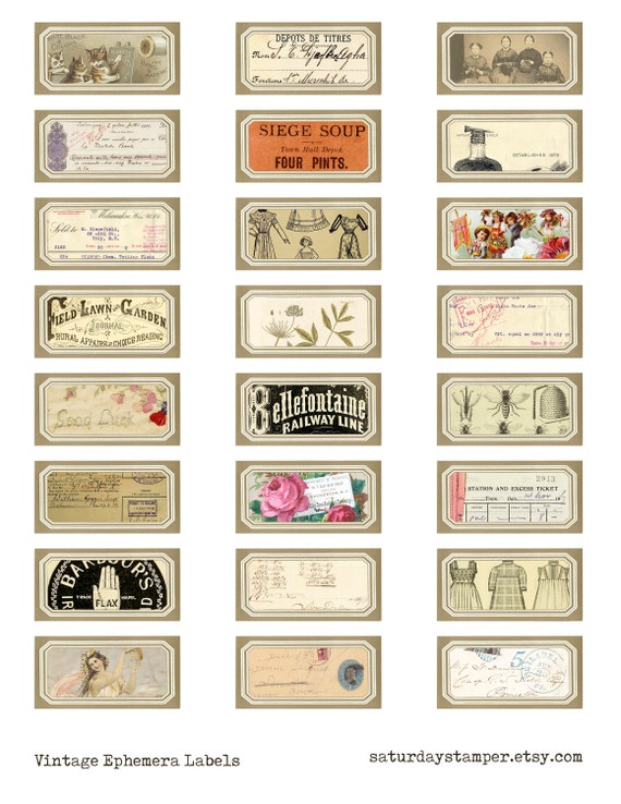 Vintage Ephemera Labels Digital Printable Vintage - Etsy
