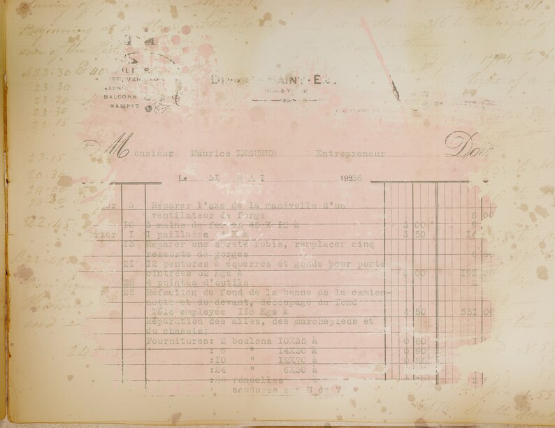 Shabby Ledger Papers Faded French Colors Vintage Ephemera - Etsy