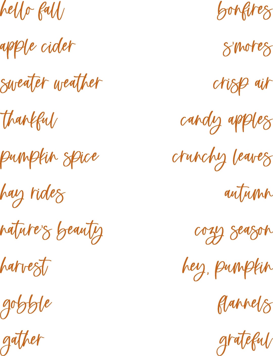 Fall Words SVG File, Handwritten Script Font, Cutting File, Vinyl ...