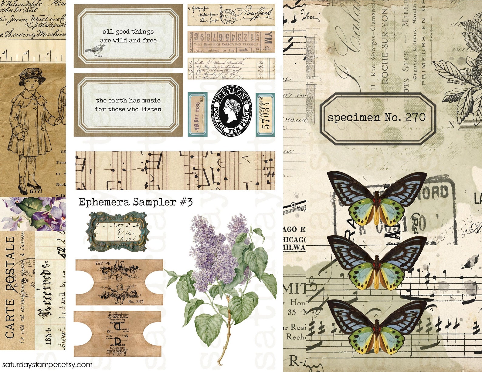 Ephemera Sampler Digital Printable Vintage Ephemera Labels - Etsy