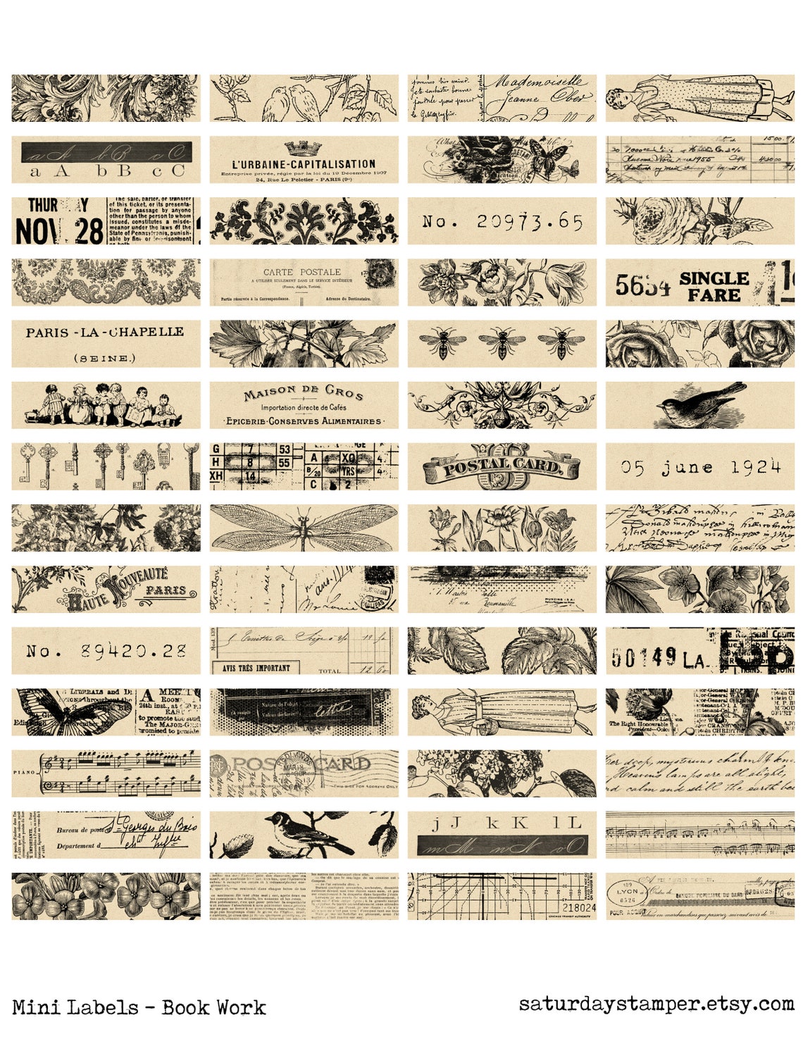 Vintage Ephemera Labels Digital Printable Number Labels - Etsy