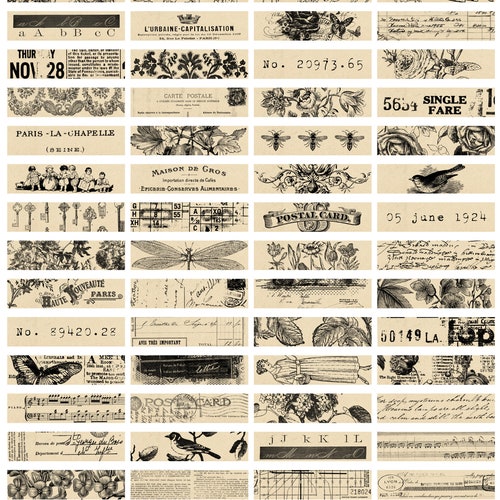 Number Labels Digital Printable Vintage Ephemera Labels - Etsy Canada