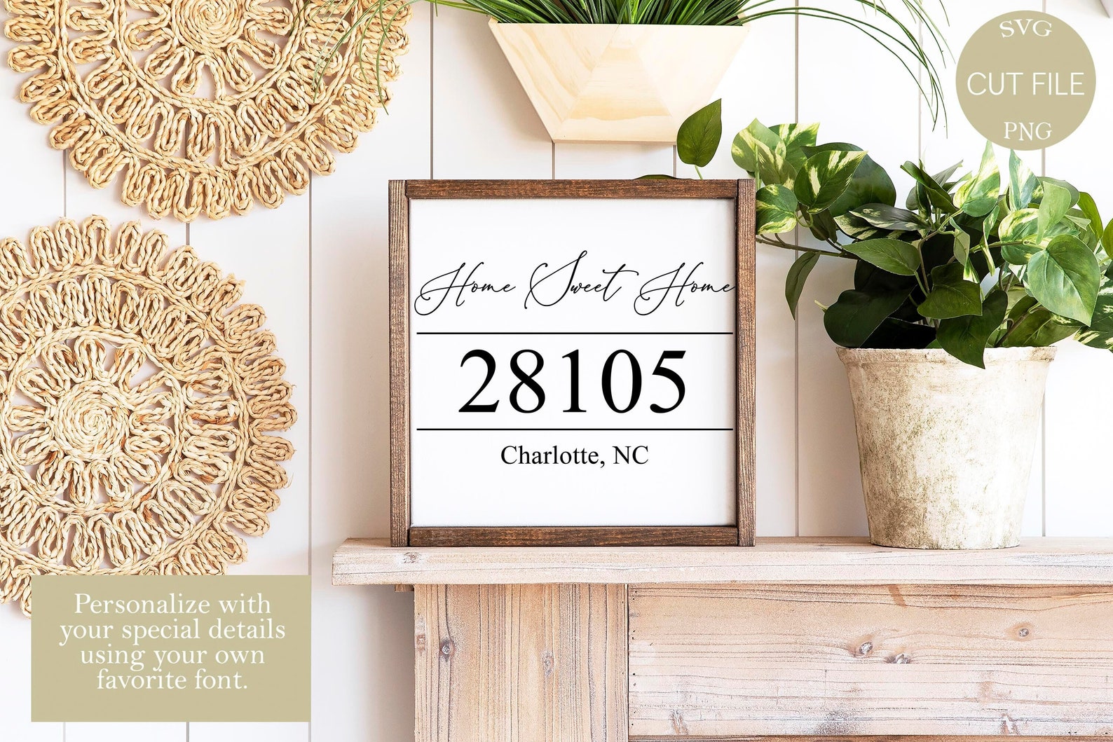 Home Sweet Home Zip Code SVG: Farmhouse Sign Stencil (digital Download ...