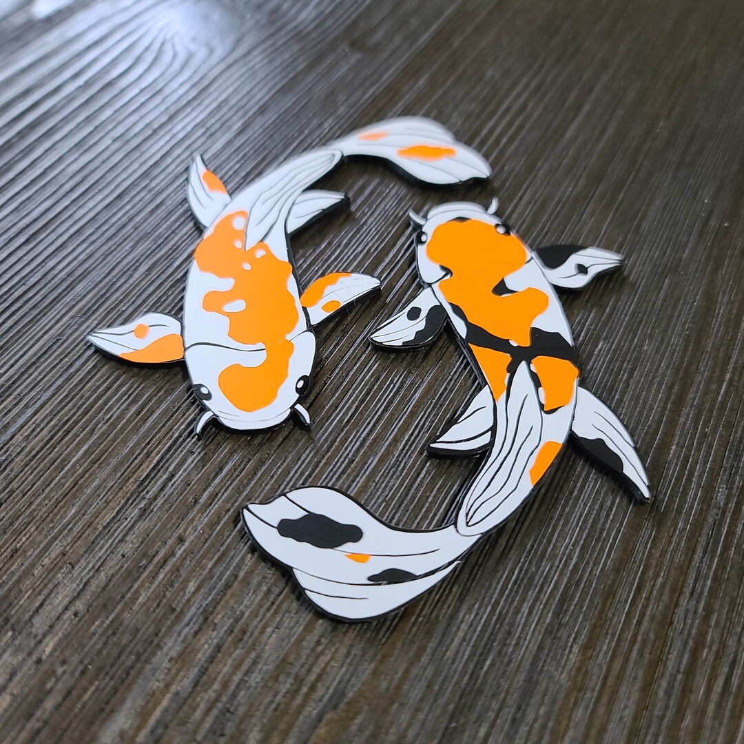 Koi Fish Pair CUSTOM Emblem Badge for Car Fridge Computer Tablet ...