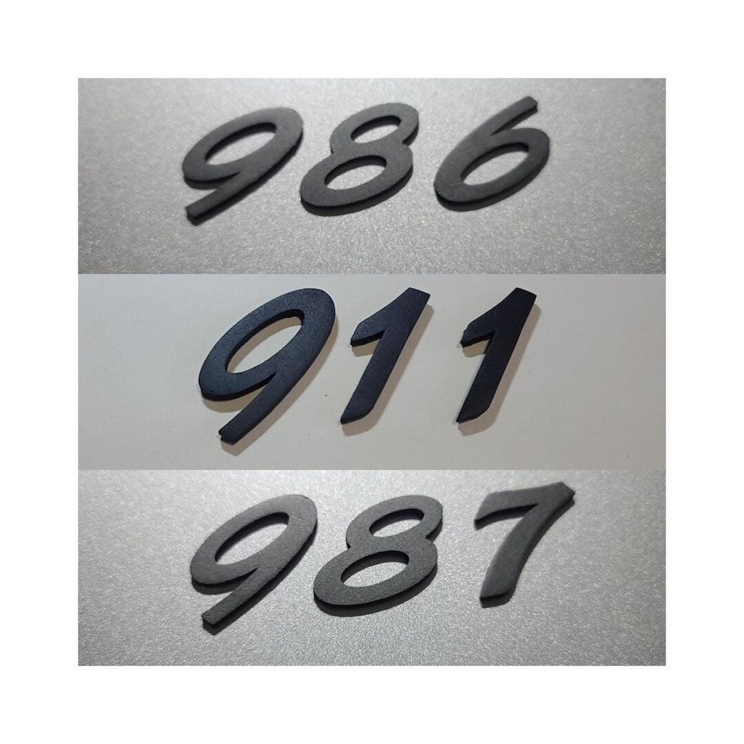 PORSCHE Numbers With Backing , Emblem Matte Black Replacement New Por ...