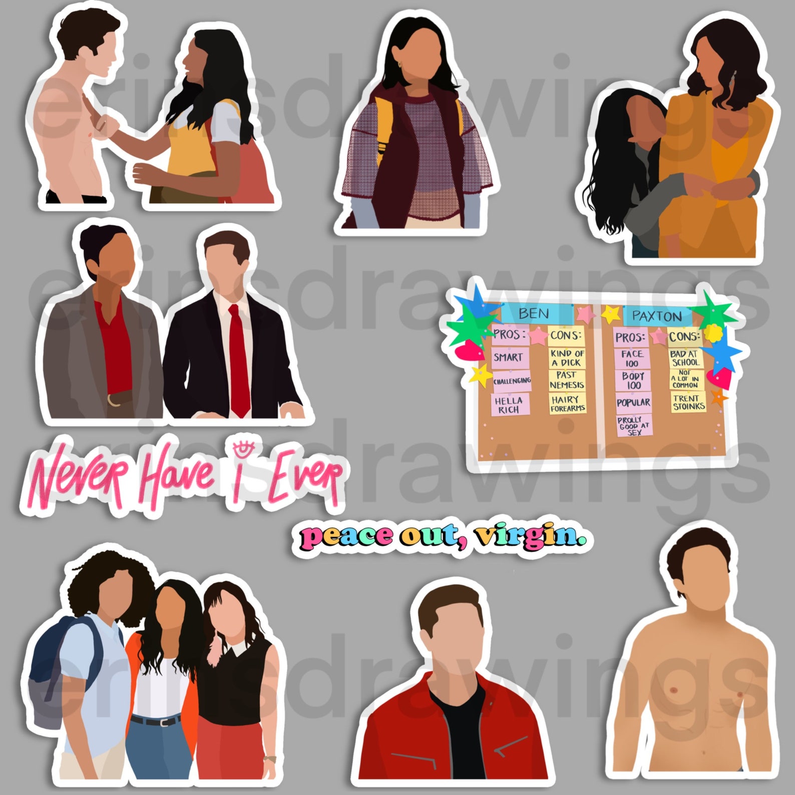 Never Have I Ever Sticker Pack | Etsy
