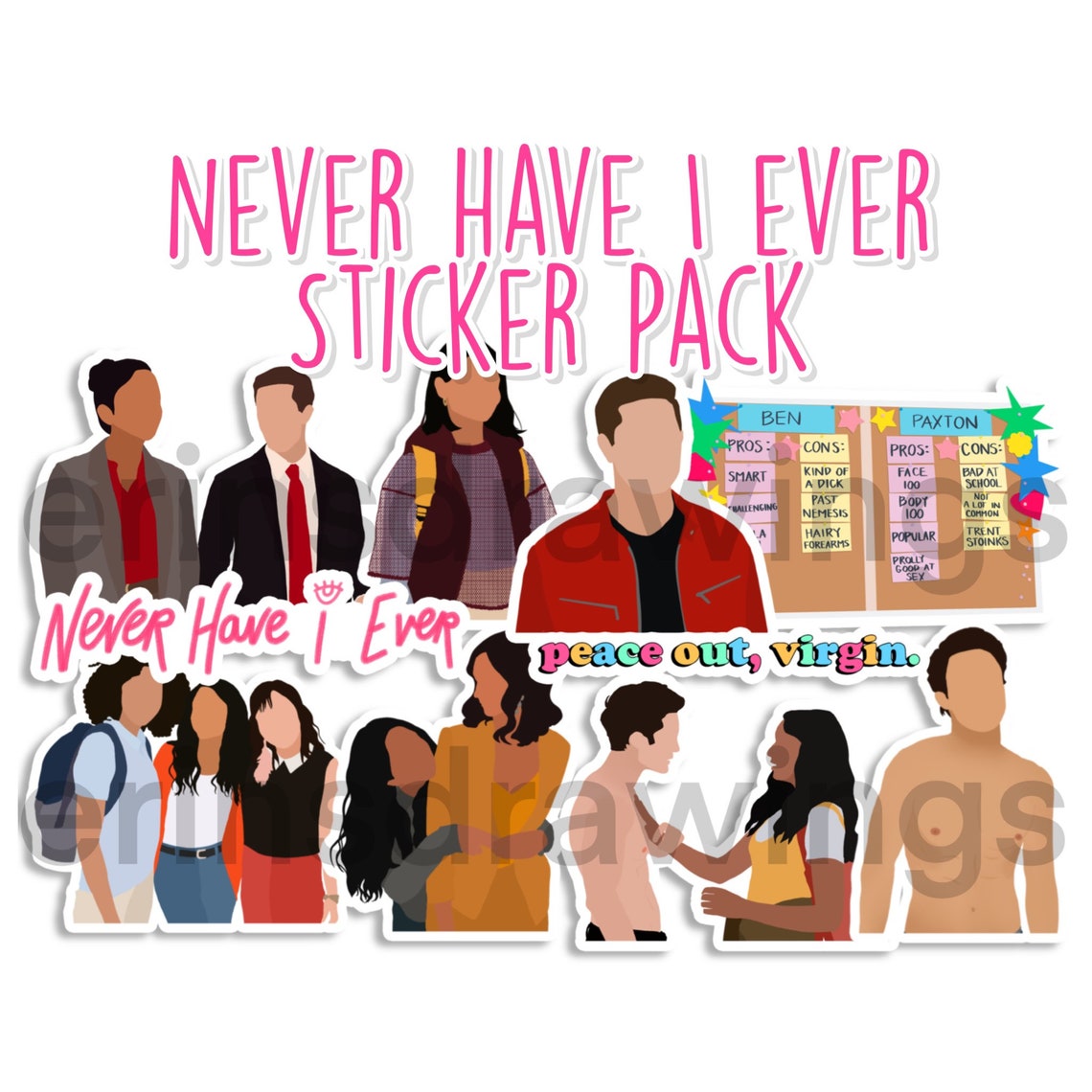 Never Have I Ever Sticker Pack | Etsy