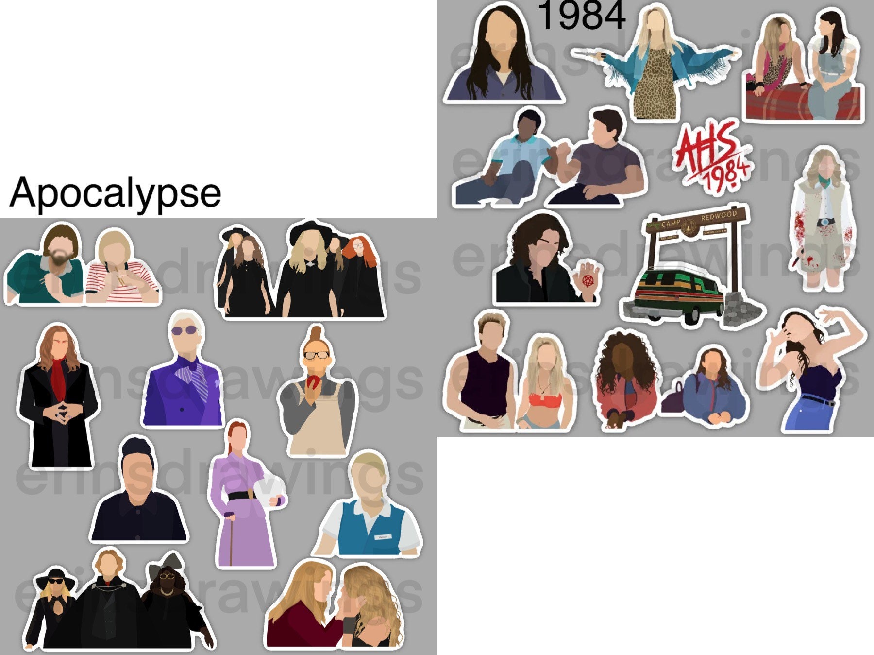 American Horror Story Sticker Packs - Etsy