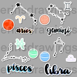 Zodiac Sign Sticker Pack - Etsy