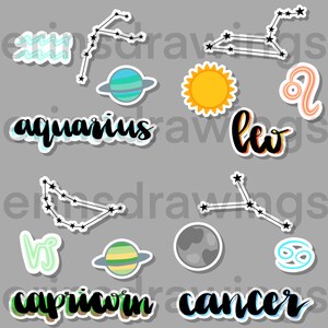 Zodiac Sign Sticker Pack - Etsy