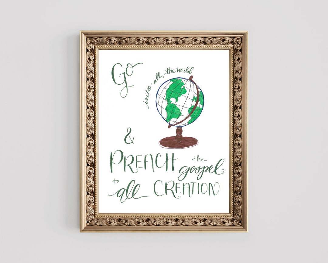 Share the Gospel Bible Verse Art, DIGITAL DOWNLOAD Printable Brush ...