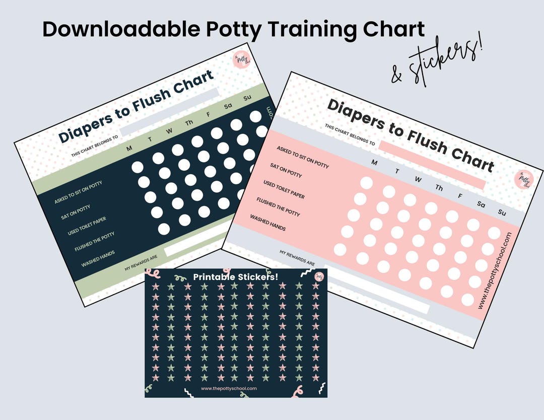 Potty Training Reward Chart: Kids' Potty Success Checklist (printable ...