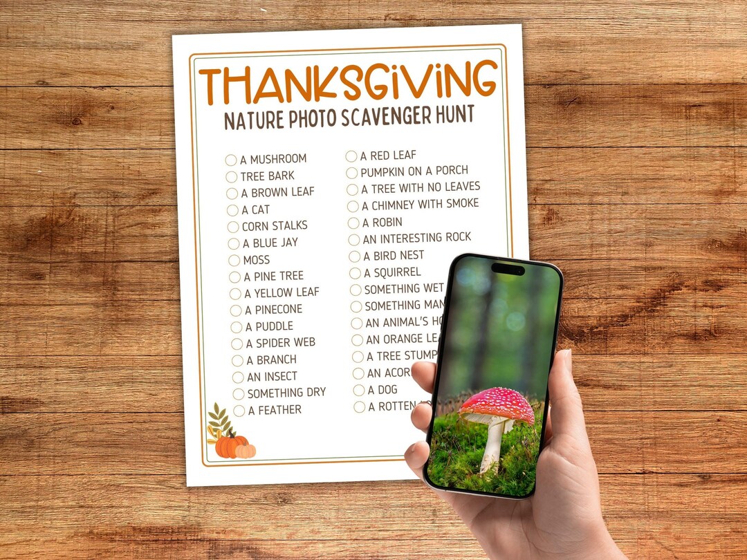 Thanksgiving Photo Scavenger Hunt, Fall Group Game for Kids Teens ...