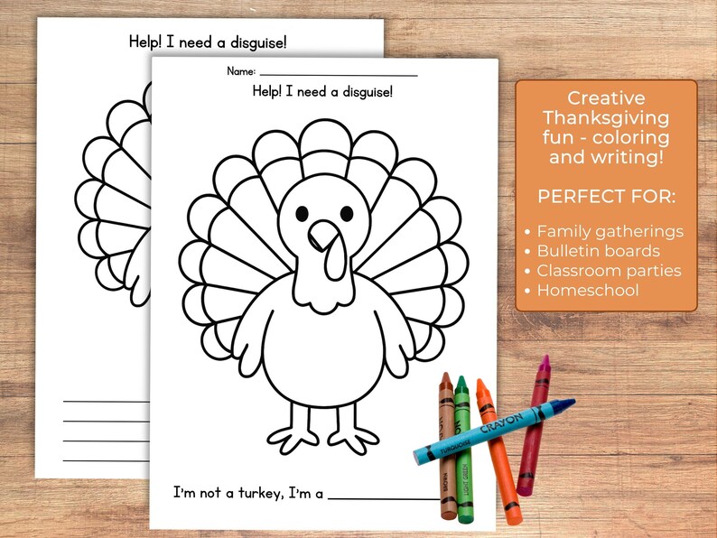 Disguise a Turkey Template, Printable Coloring Turkey, Disguise the ...