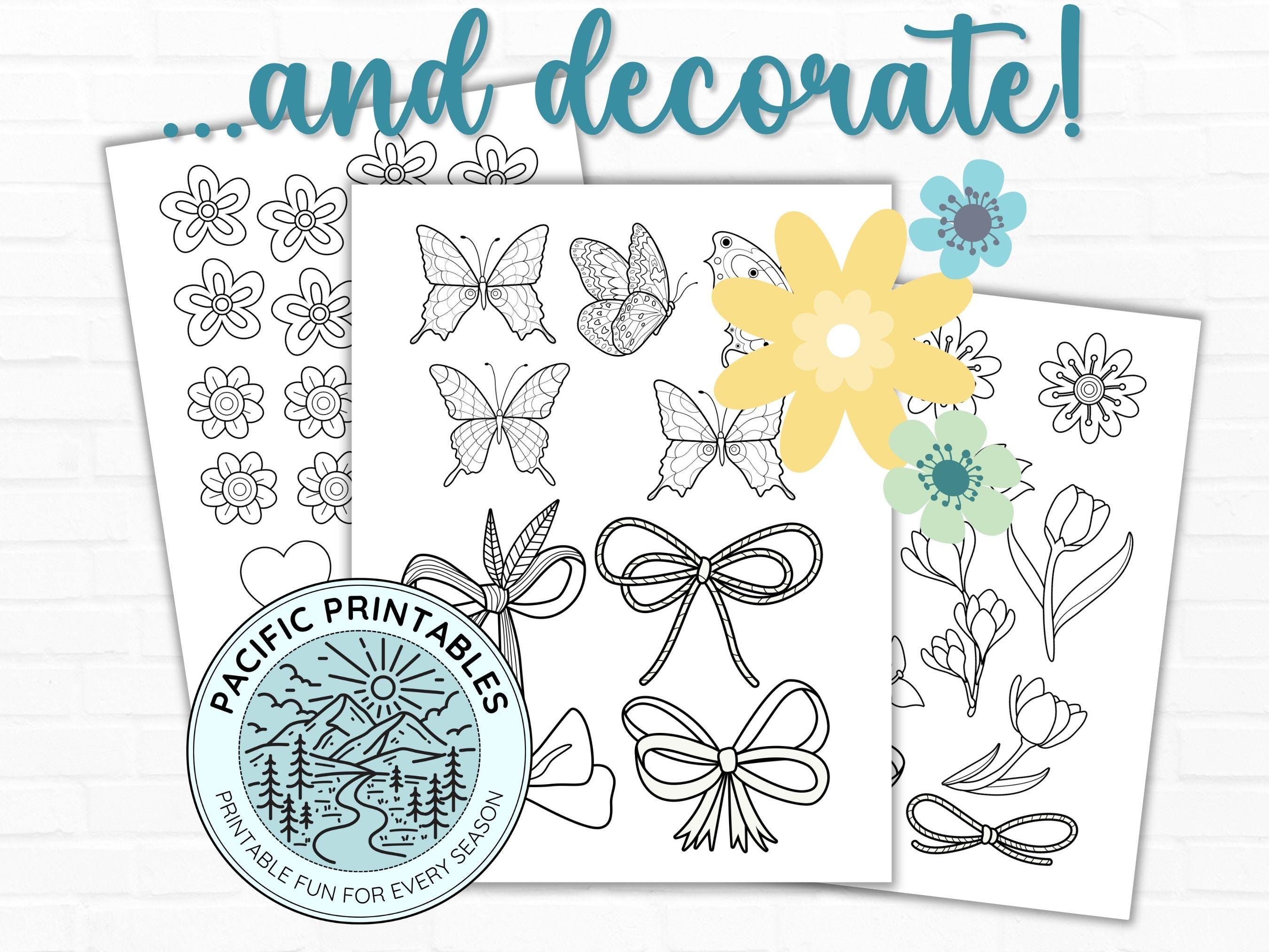 Printable May Day Flower Basket Craft: Spring Coloring Activity for ...