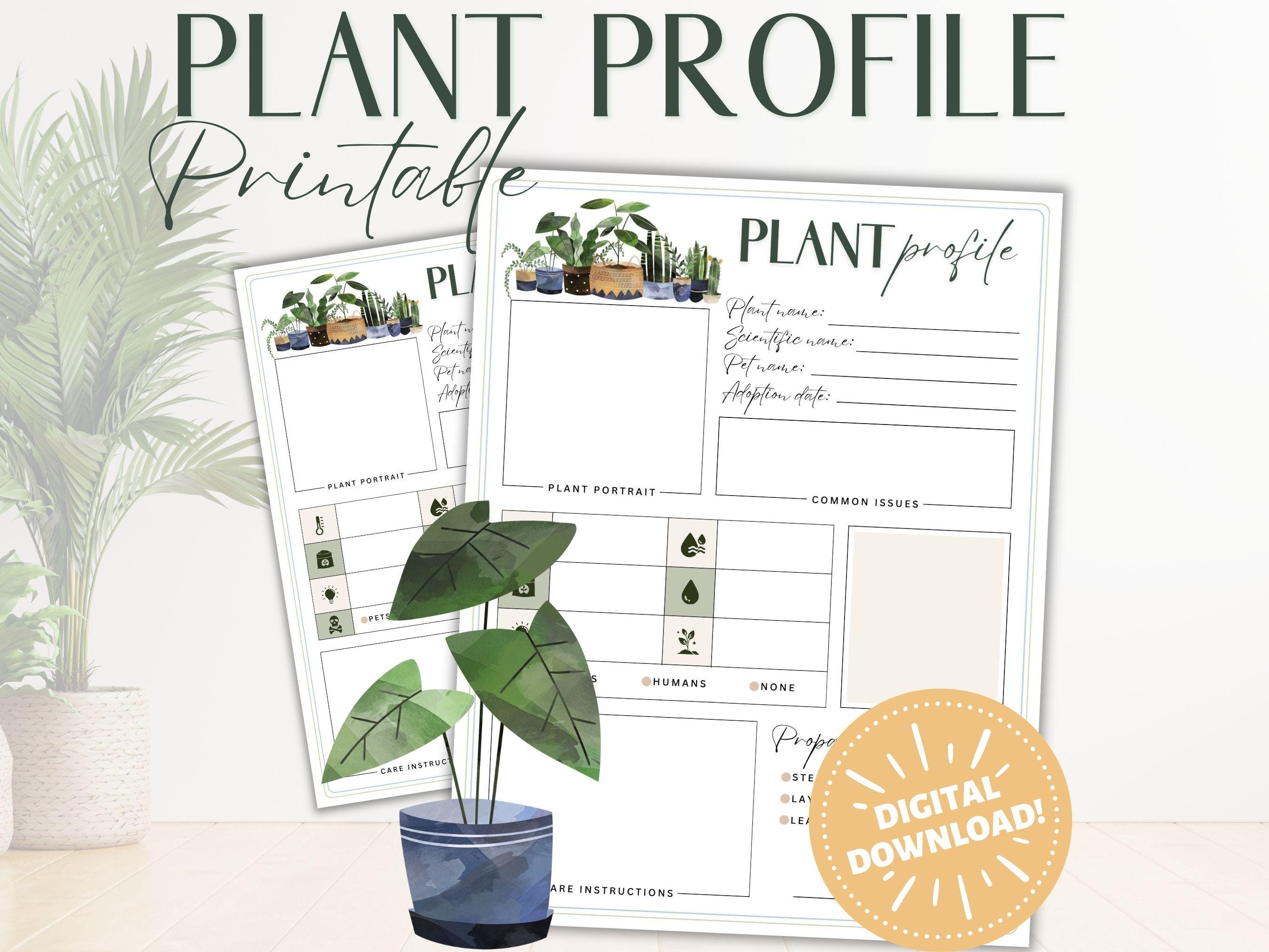 Plant Profile Printable, Houseplant Care Tracker, Plant Baby Journal ...