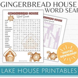 Gingerbread House Word Search Printable, Family Word Game, Holiday ...