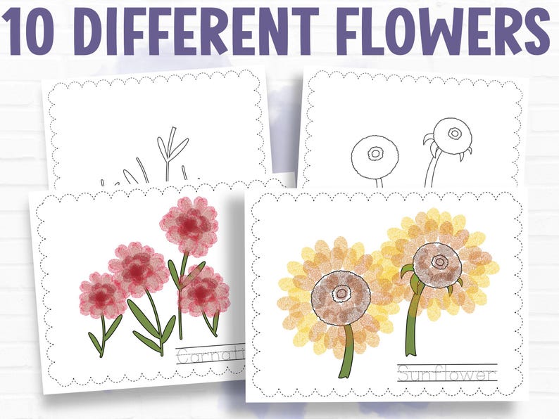 Fingerprint Flower Craft for Kids | Printable Spring Activity | Flower ...