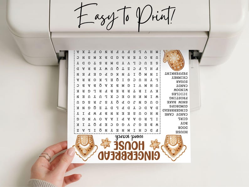 Gingerbread House Word Search Printable, Christmas Puzzle Game, Holiday ...