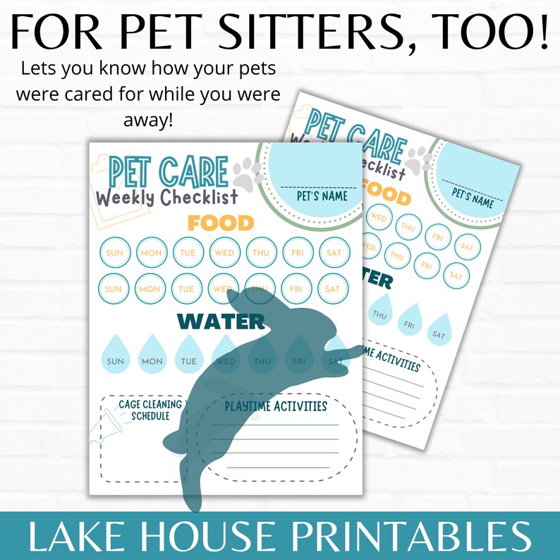 Animal Care Sheets, Printable Weekly Pet Care Tracker, Pet Sitter Notes ...