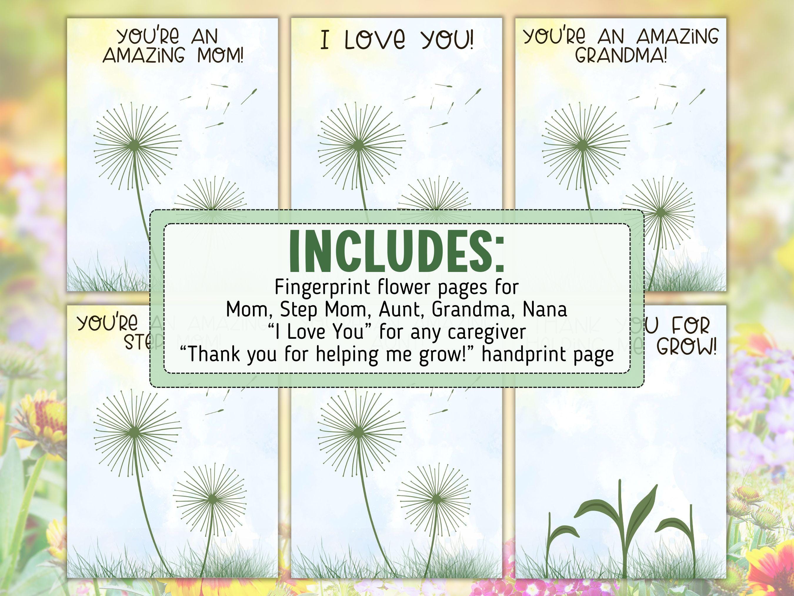 Mother's Day DIY Handprint Flower Craft: Printable Fingerprint Keepsake ...