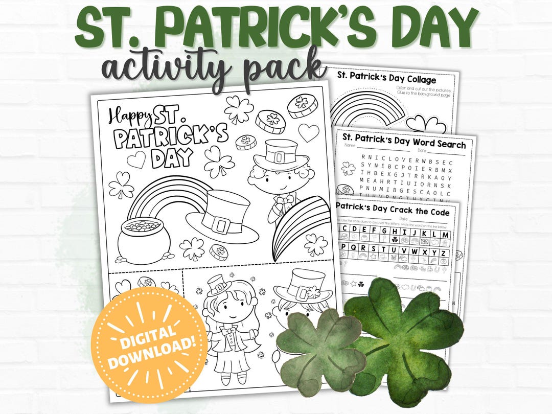 St. Patrick's Day Activity Pack, Printable Coloring and Collage ...