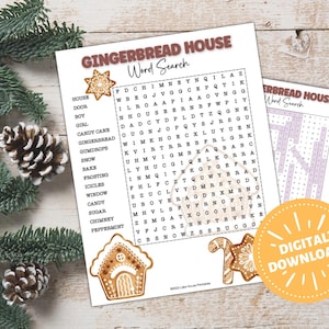 Gingerbread House Word Search Printable, Family Word Game, Holiday ...