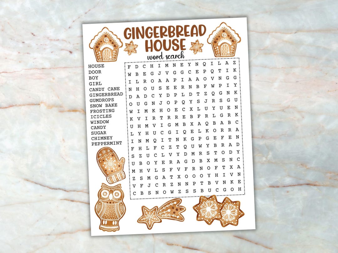 Gingerbread House Word Search Printable, Christmas Word Find for Kids ...