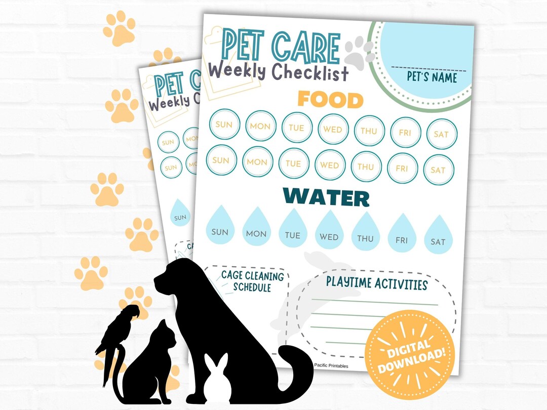 Pet Care Planner, Printable Weekly Dog Care Tracker, Pet Sitter Notes ...