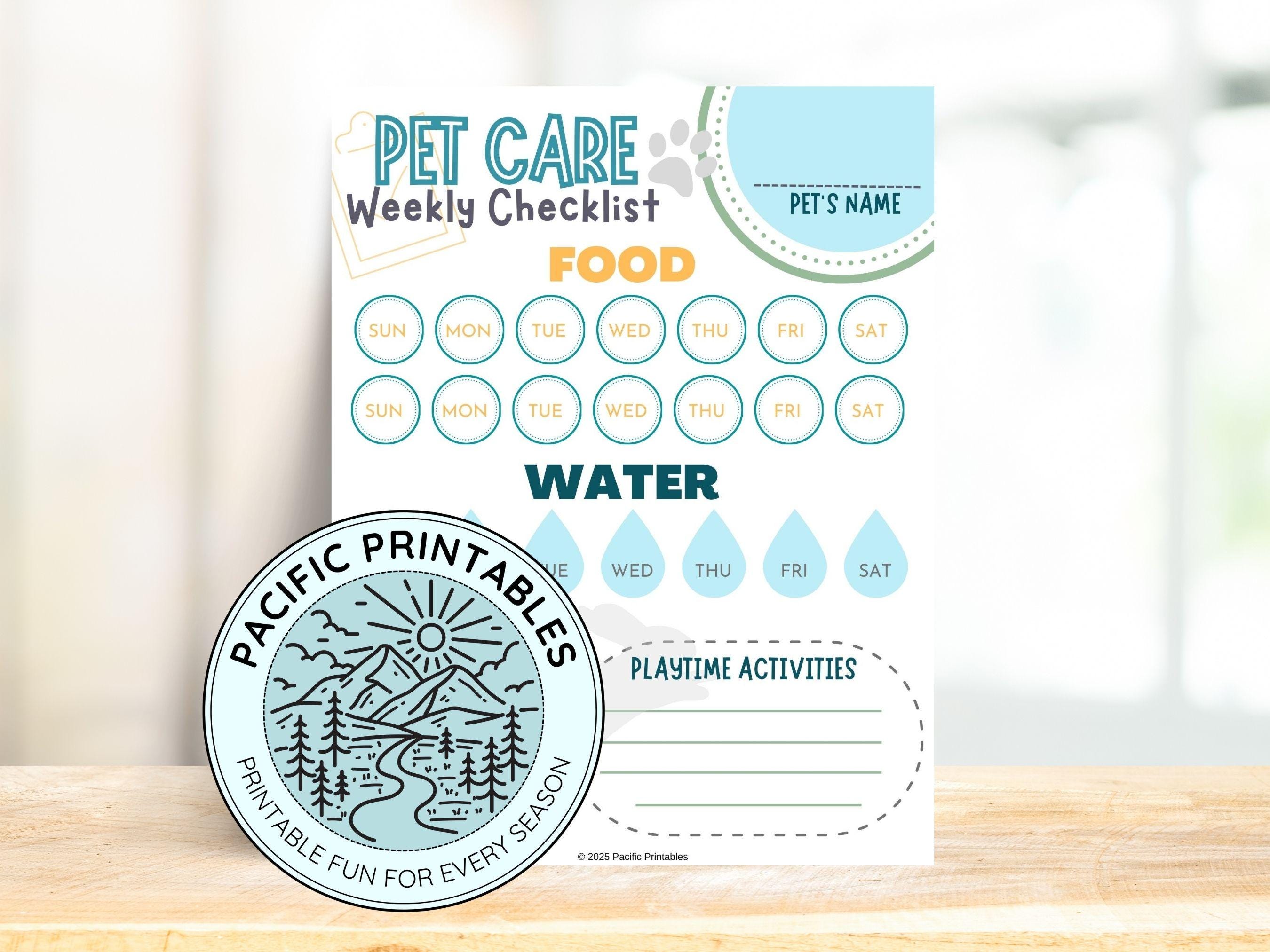 Pet Care Planner, Printable Weekly Dog Care Tracker, Pet Sitter Notes ...