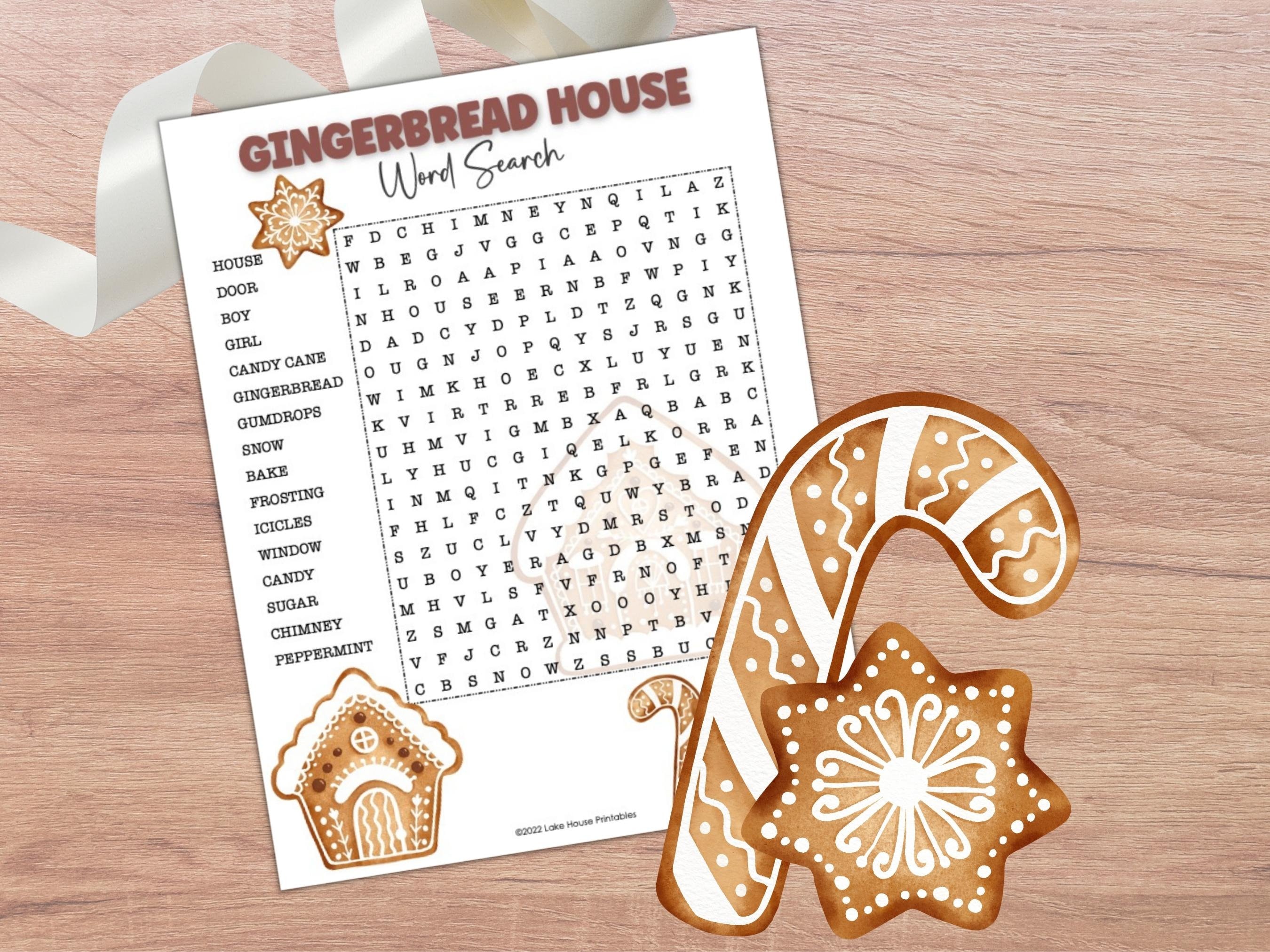 Gingerbread House Word Search Printable, Family Word Game, Holiday ...