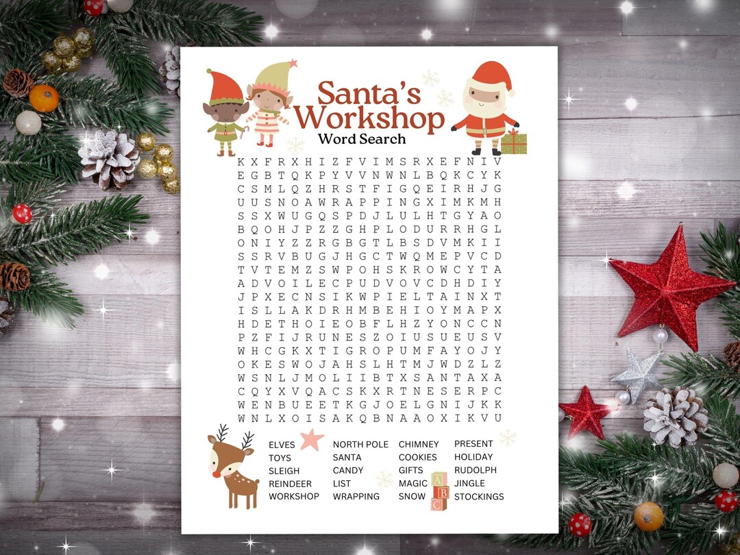 Santa's Workshop Word Search Printable – Christmas Activity for Kids ...