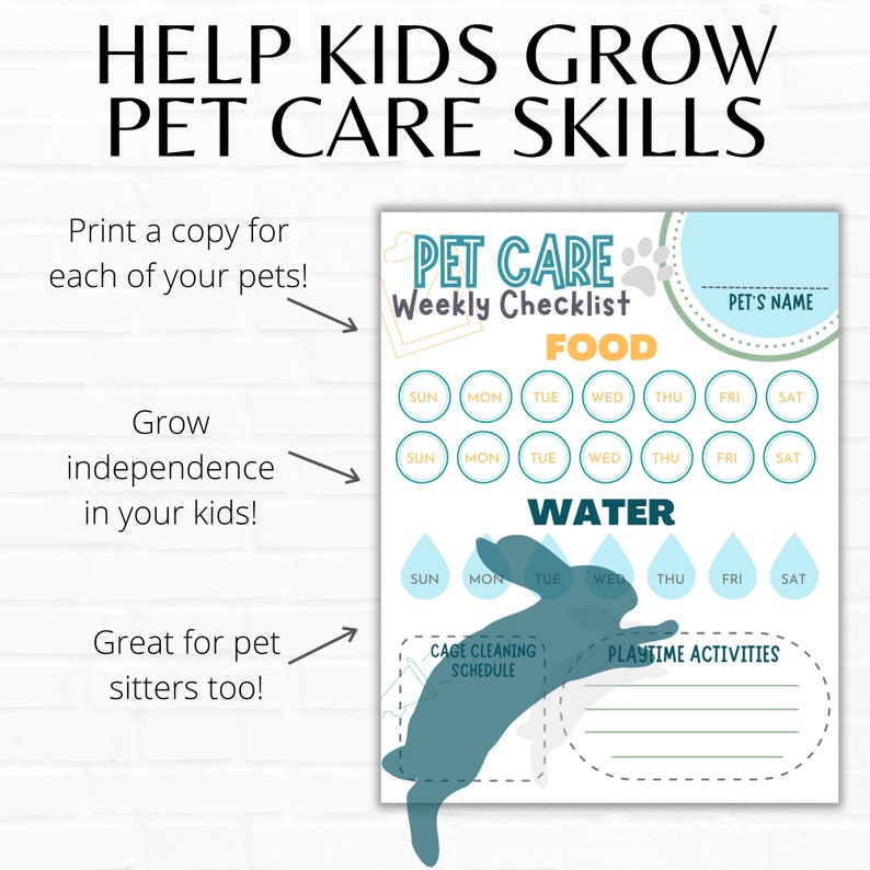 Animal Care Sheets Printable Weekly Pet Care Tracker Pet - Etsy