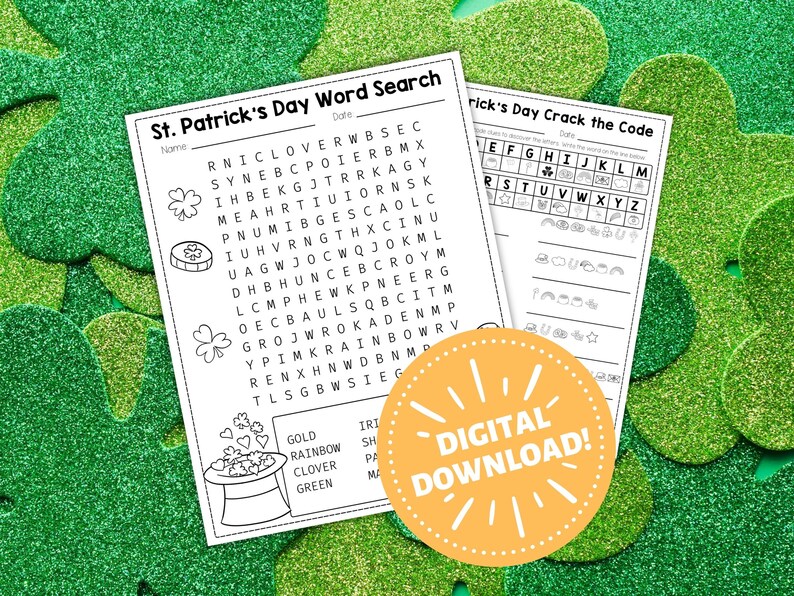 Hojas de trabajo imprimibles para actividades del día de San Patricio ...