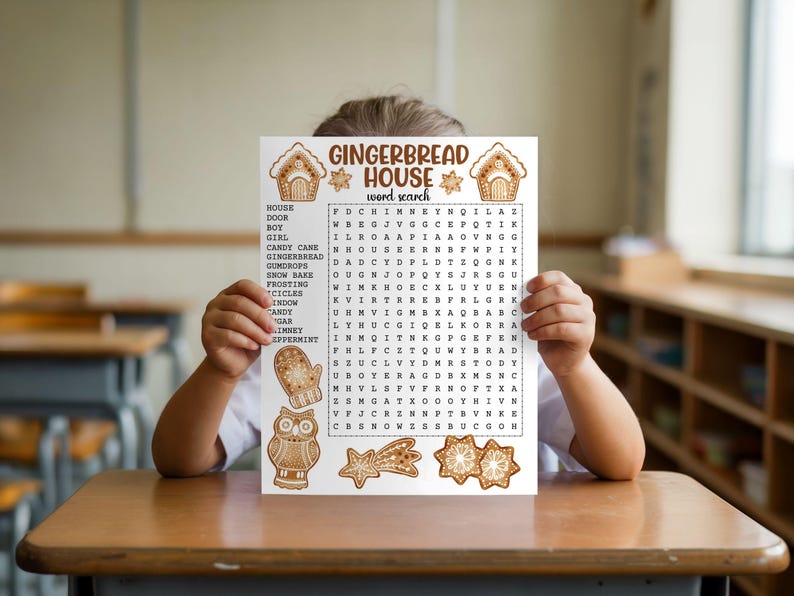 Gingerbread House Word Search Printable, Christmas Word Find for Kids ...