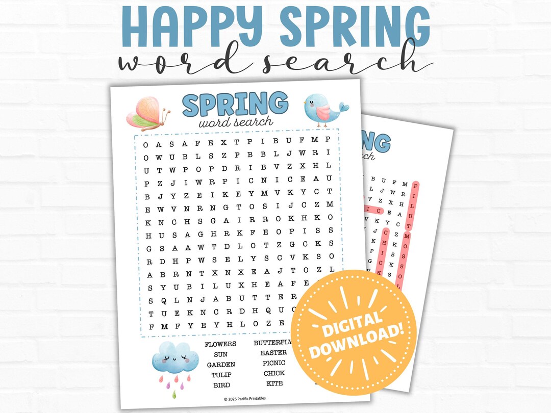 Spring Word Search Printable, Spring Word Find Activity, Word Puzzle ...