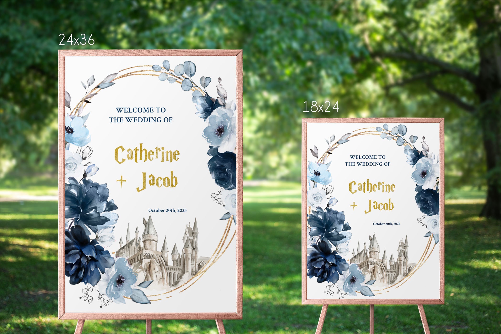 Blue Flower Wizard Theme Welcome Sign | Wedding Welcome Sign | Wizard ...