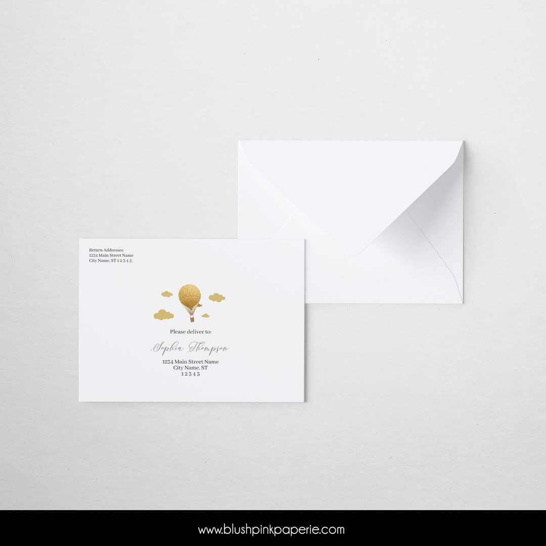 Hot Air Balloon Envelope Addressing Template Editable - Etsy