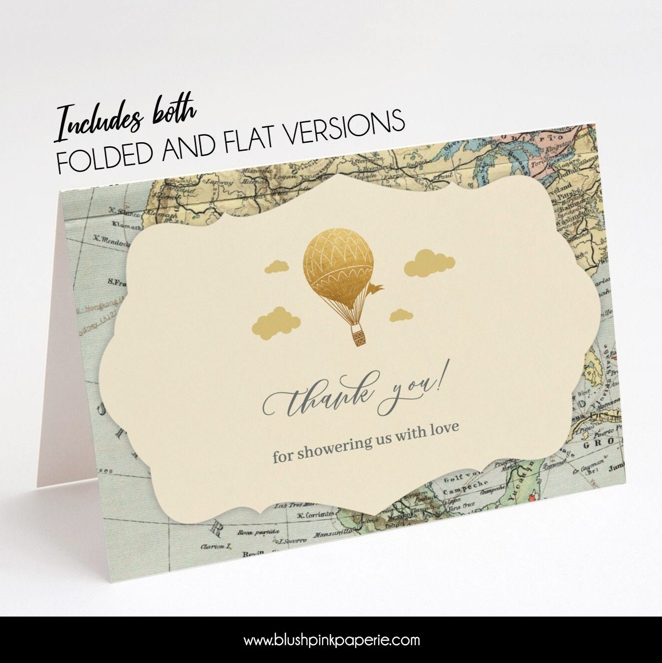 Editable Thank You Card Folded Thank You Note Travel Baby - Etsy