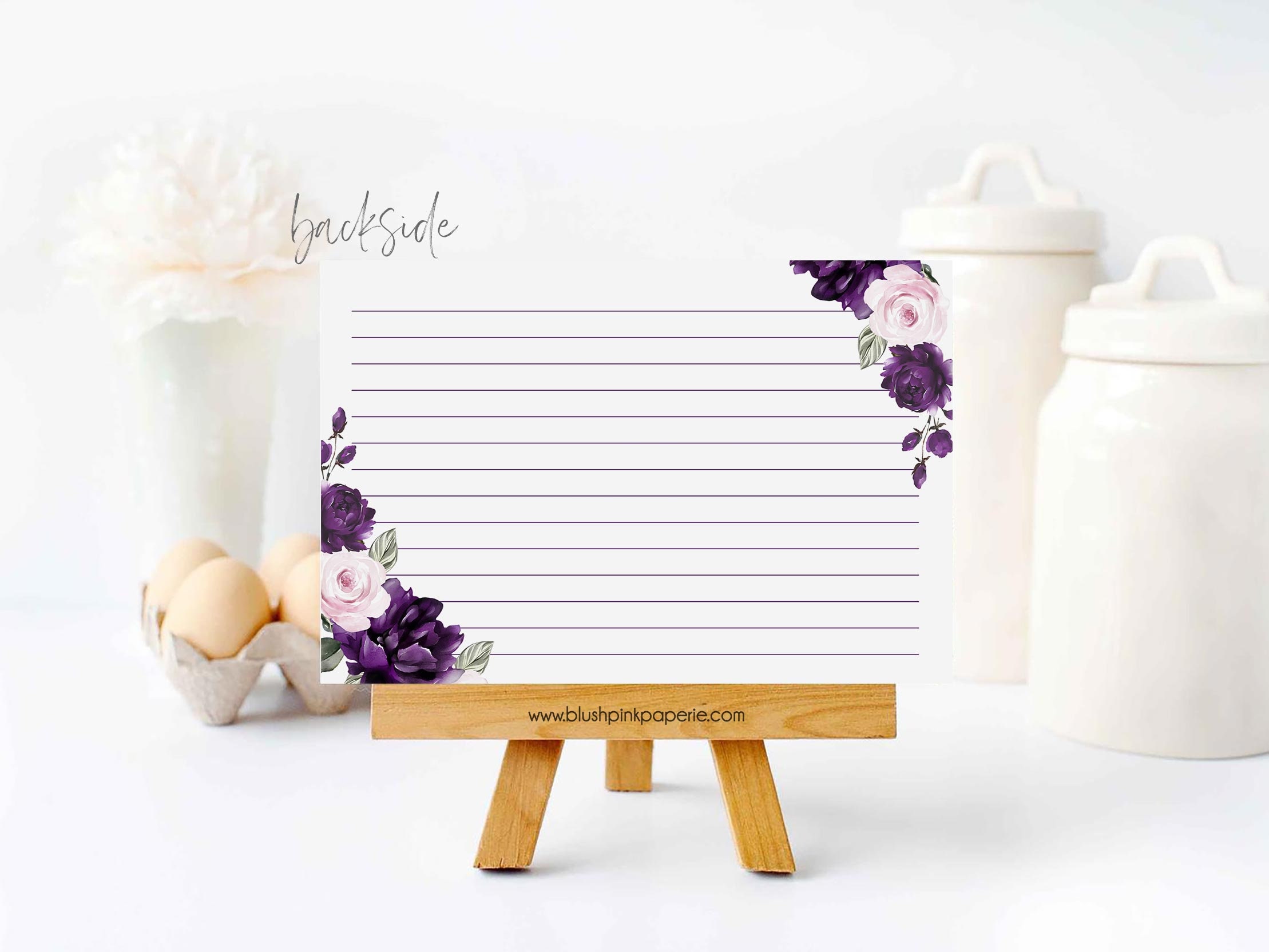 Editable Purple and Gold Recipe Card | Recipe Card Template | Recipe ...