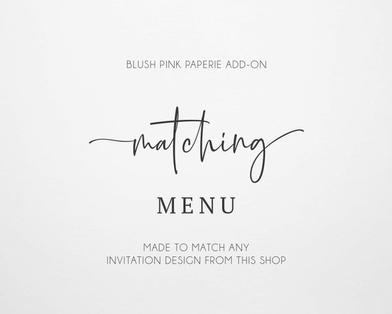 Matching Menu Printable Made to Match Your Invitation | Etsy